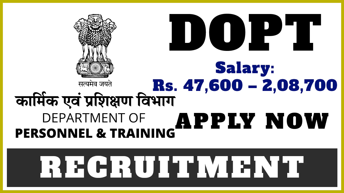 DoPT Recruitment 2025 Notification PDF, Apply For Deputy & Assistant Director Posts