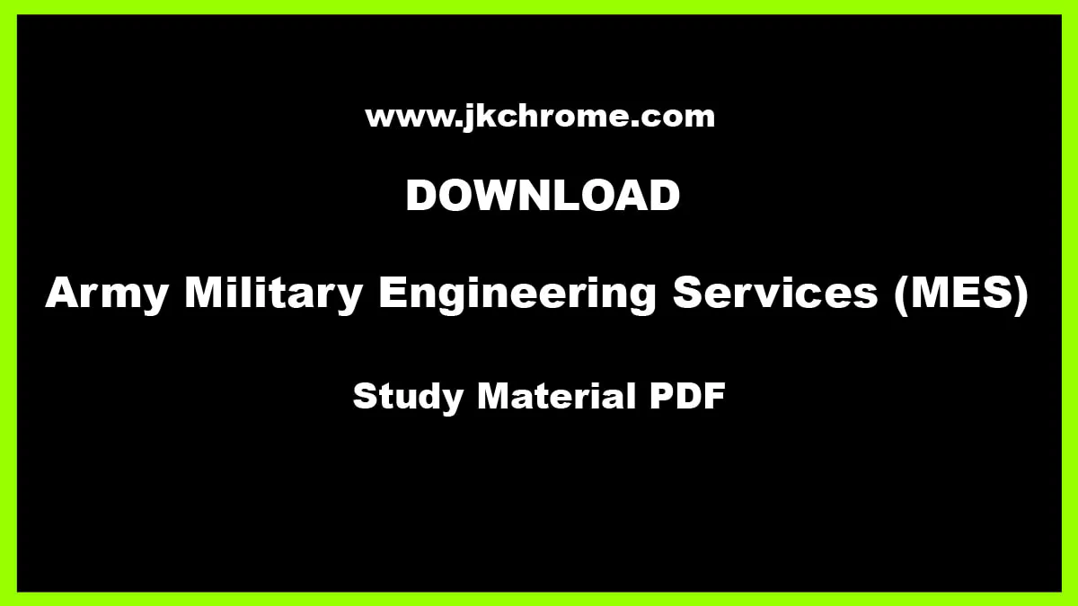 Army MES Study Material PDF | Download Free Books And Notes Here