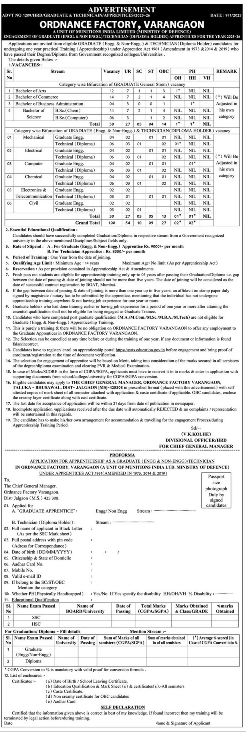 Ordnance Factory Recruitment 2025: Application Process Begins For 100 ...
